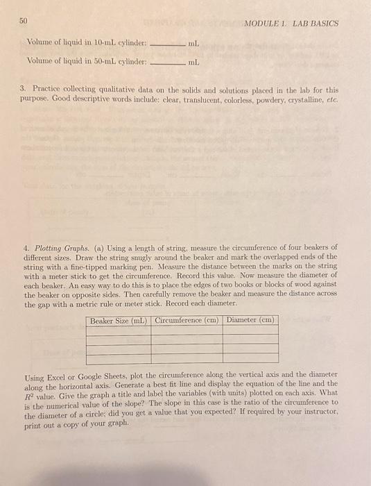 50 MODULE 1. LAB BASICS Volume of liquid in 10-mL | Chegg.com
