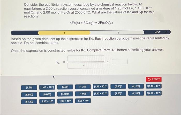 Solved Consider The Equilibrium System Described By The