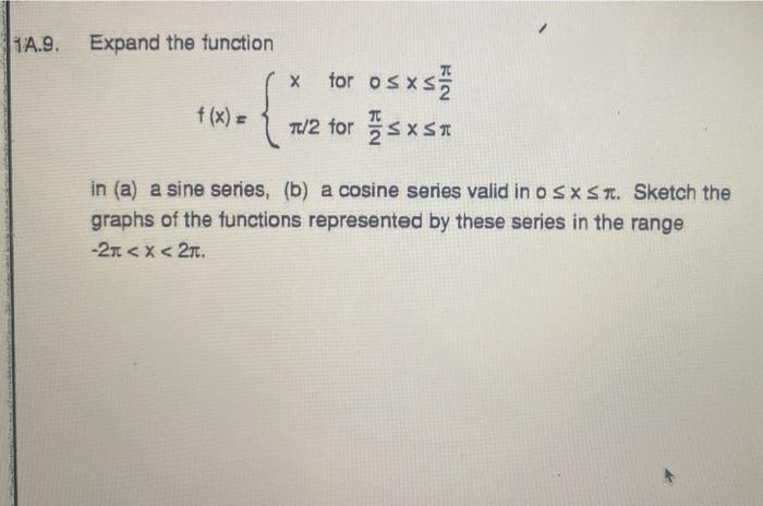 Solved 12.9. Expand the function х for osxs TU/2 for sxst | Chegg.com