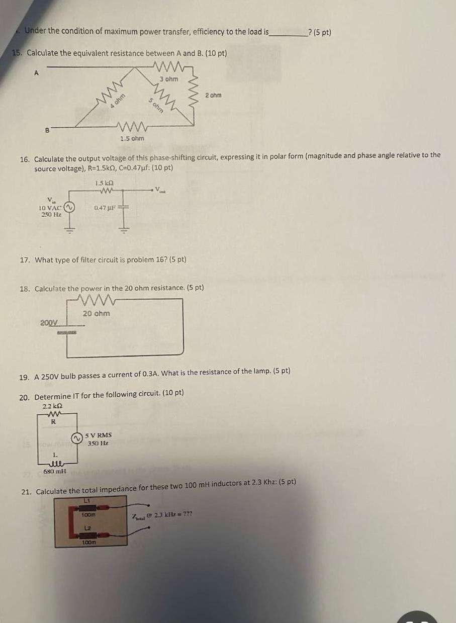 Solved Ander the condition of maximum power transfer, | Chegg.com