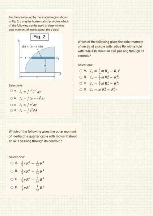 Solved For the area bound by the shaded region shown in Fig. | Chegg.com