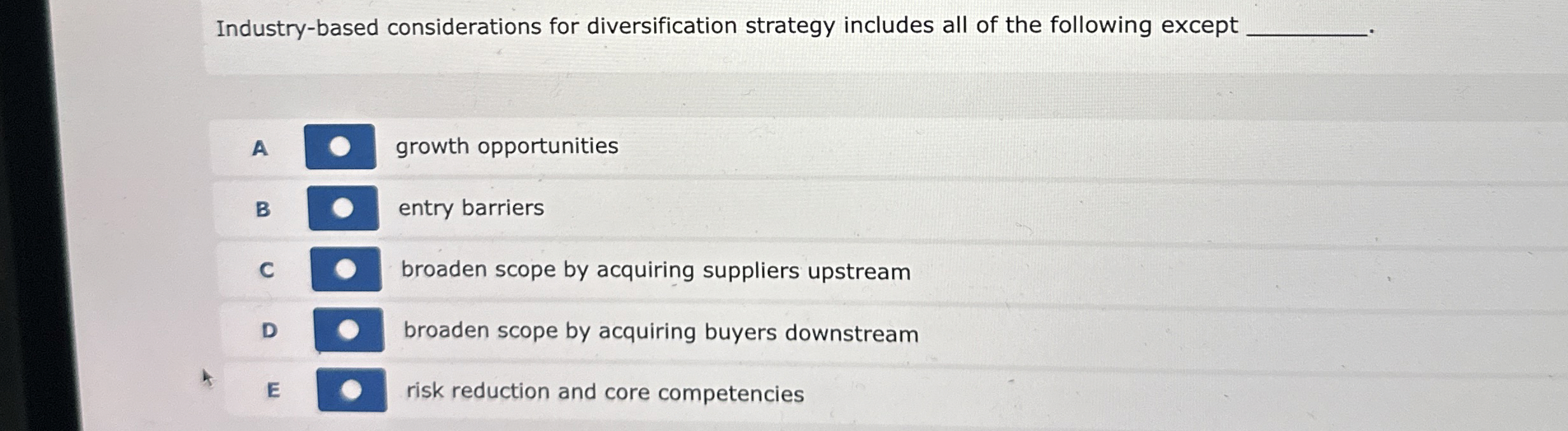 Solved Industry-based considerations for diversification | Chegg.com