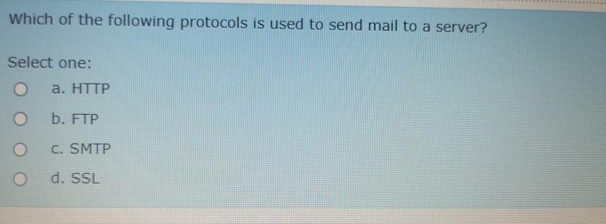 Solved Which of the following protocols is used to send mail | Chegg.com