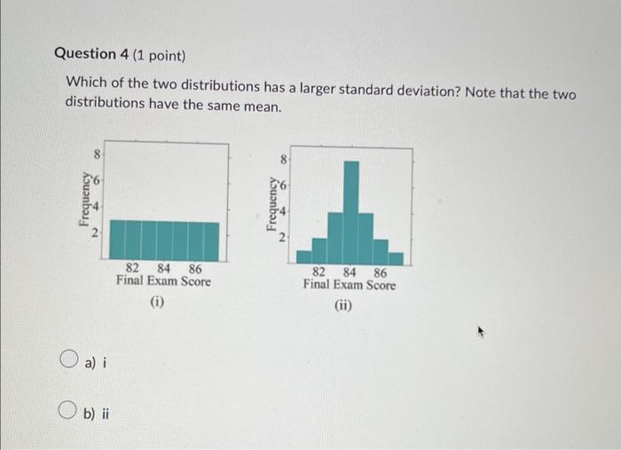 Solved Which of the two distributions has a larger standard | Chegg.com
