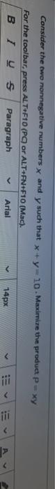 Solved Consider the two nonnegative numbers x and y such | Chegg.com