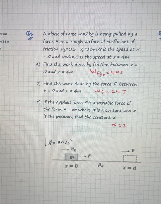 Solved Q2 A block of mass m=2 kg is being pulled by a force | Chegg.com