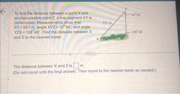 Solved To find the distance between a point X and an | Chegg.com
