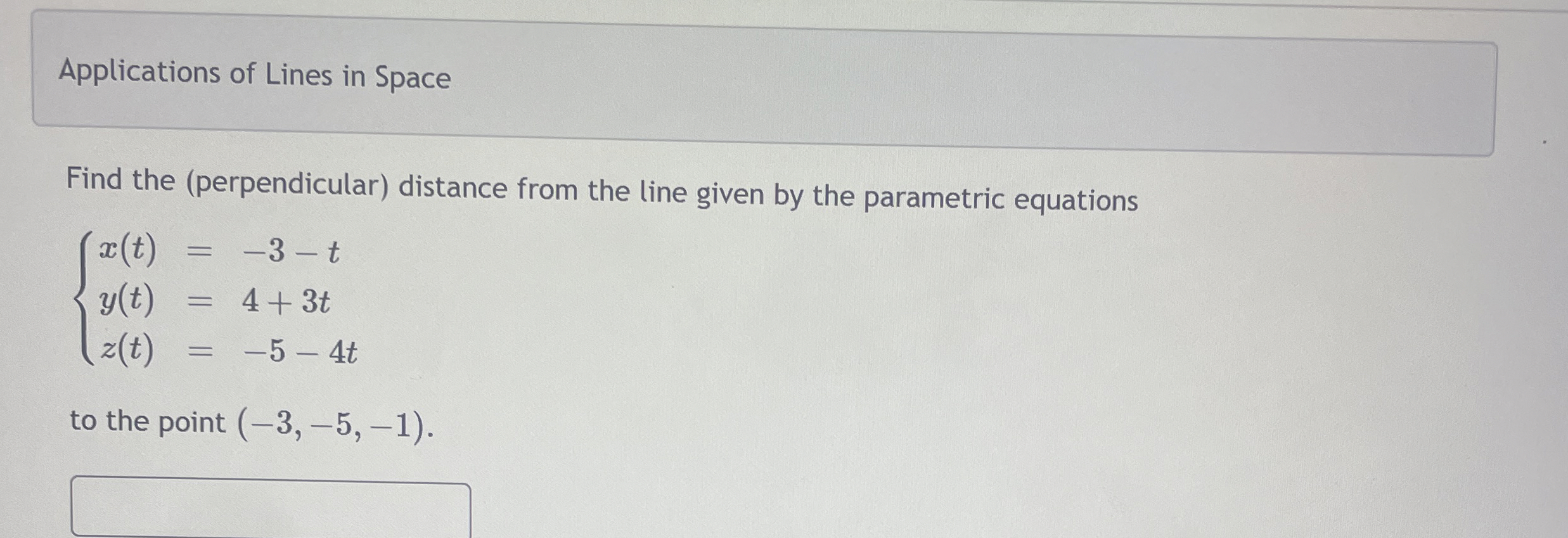 Solved Applications of Lines in SpaceFind the | Chegg.com