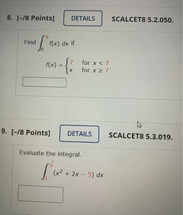 Solved 7. [-/12 Points] DETAILS SCALCET8 5.2.033. The graph | Chegg.com