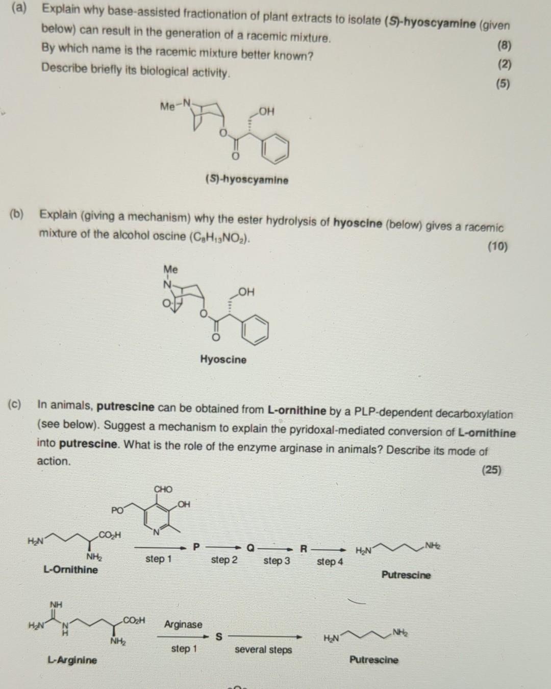 Solved (a) Explain why base-assisted fractionation of plant | Chegg.com