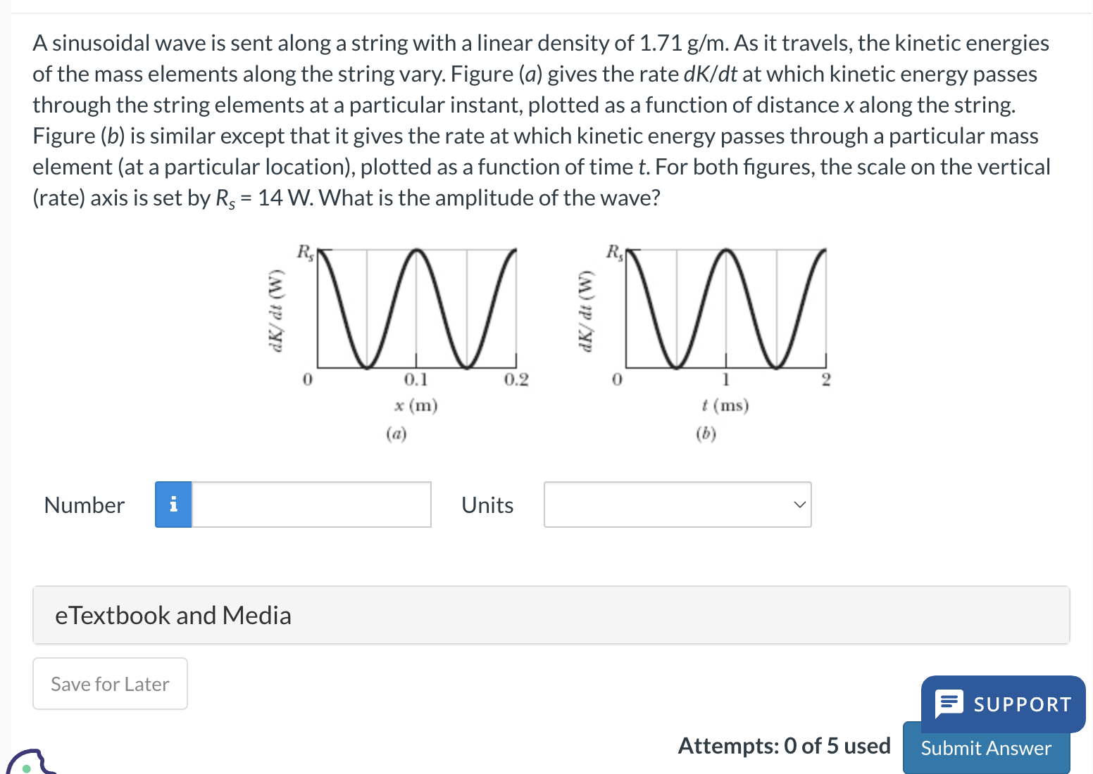 Solved A sinusoidal wave is sent along a string with a | Chegg.com
