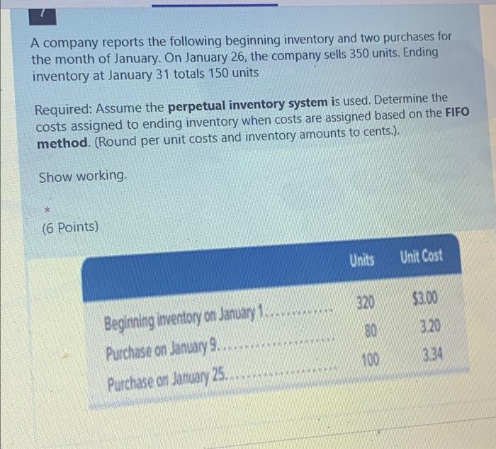 Solved A company reports the following beginning inventory | Chegg.com