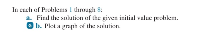 Solved In each of Problems 1 through 8: a. Find the solution | Chegg.com