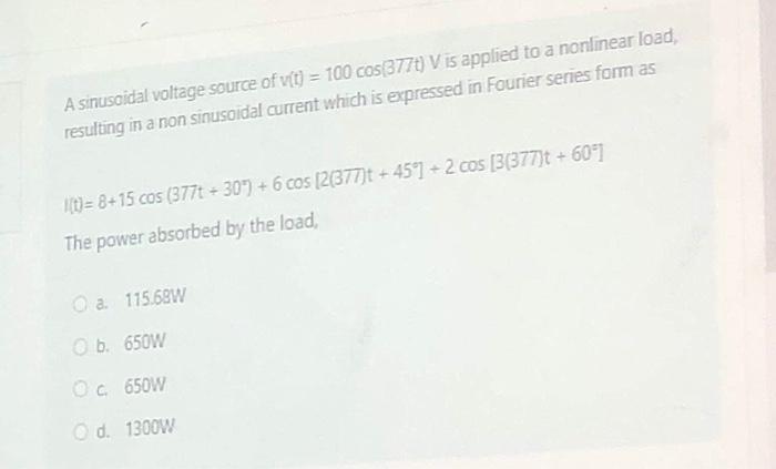 Solved For the circuit below, the Vrms output voltage can be | Chegg.com