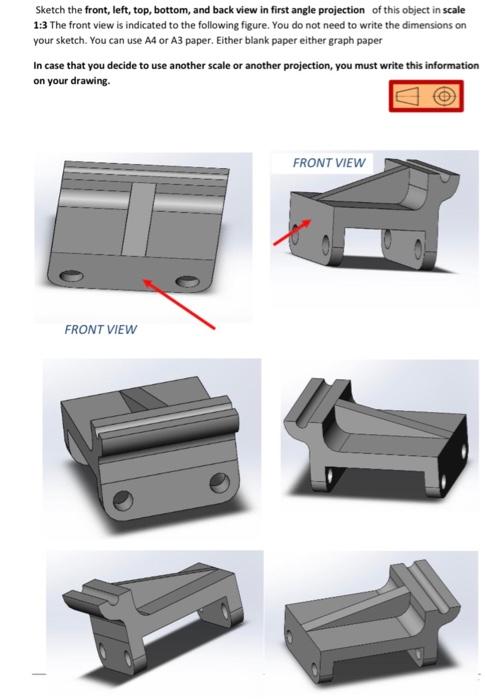 Solved how to draw front,left,top,bottom and back views in | Chegg.com
