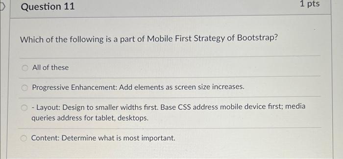 Solved Question 7 1 pts Which of the following bootstrap | Chegg.com