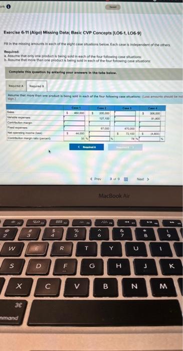 Solved Exerclse 6.11 (Algo) Missing Data; Basic CVP Concepts | Chegg.com