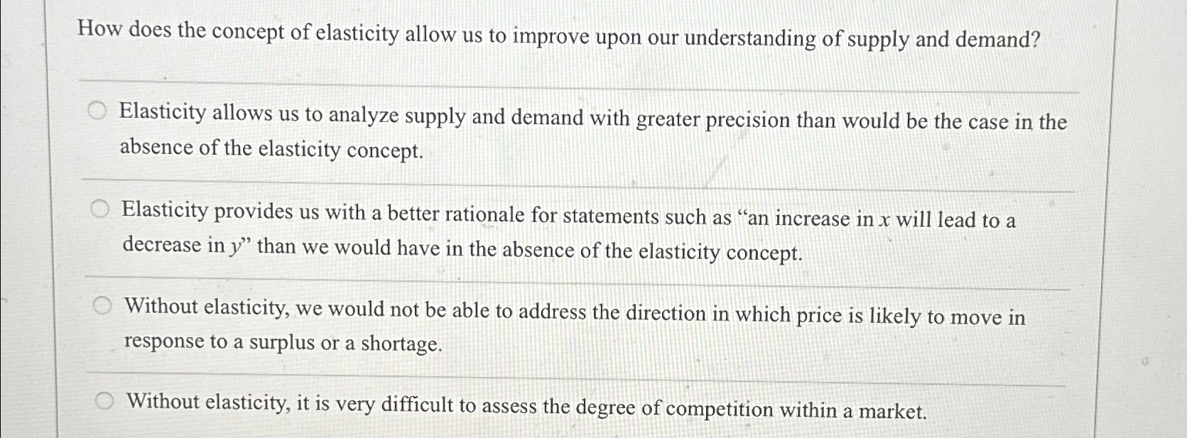 Solved How does the concept of elasticity allow us to | Chegg.com