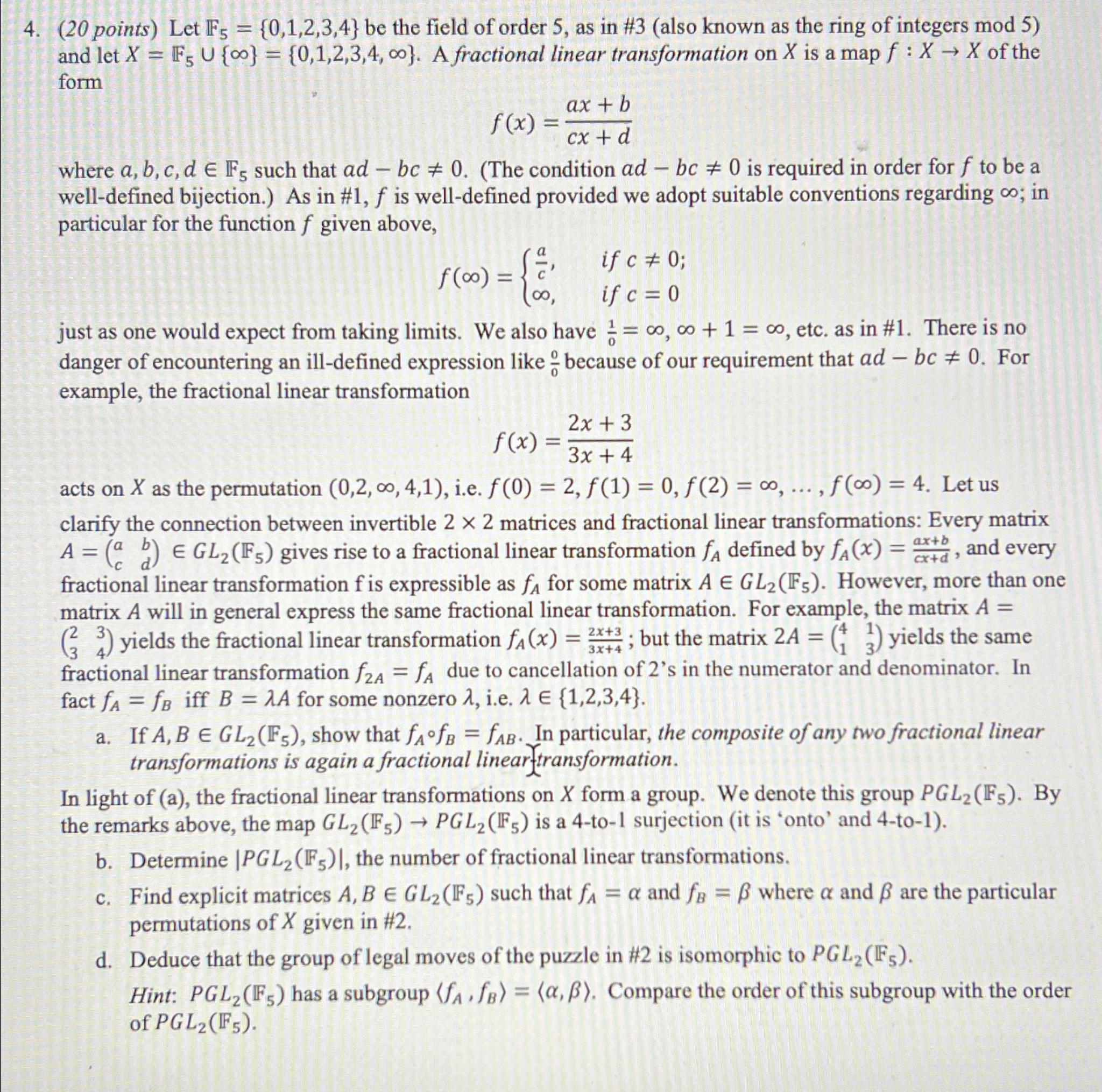 Solved (20 ﻿points) ﻿Let F5={0,1,2,3,4} ﻿be the field of | Chegg.com