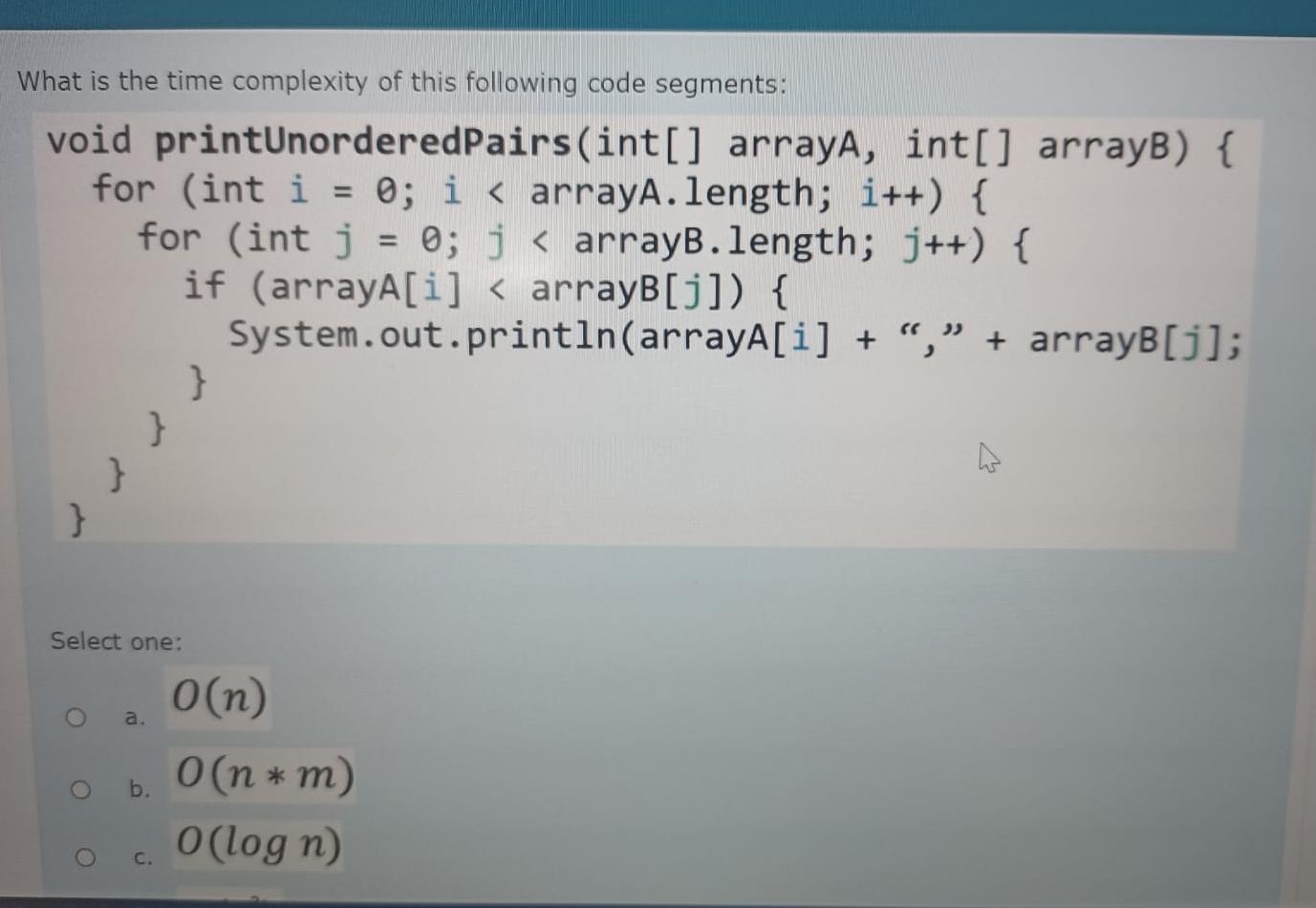 Solved What is the time complexity of this following code | Chegg.com