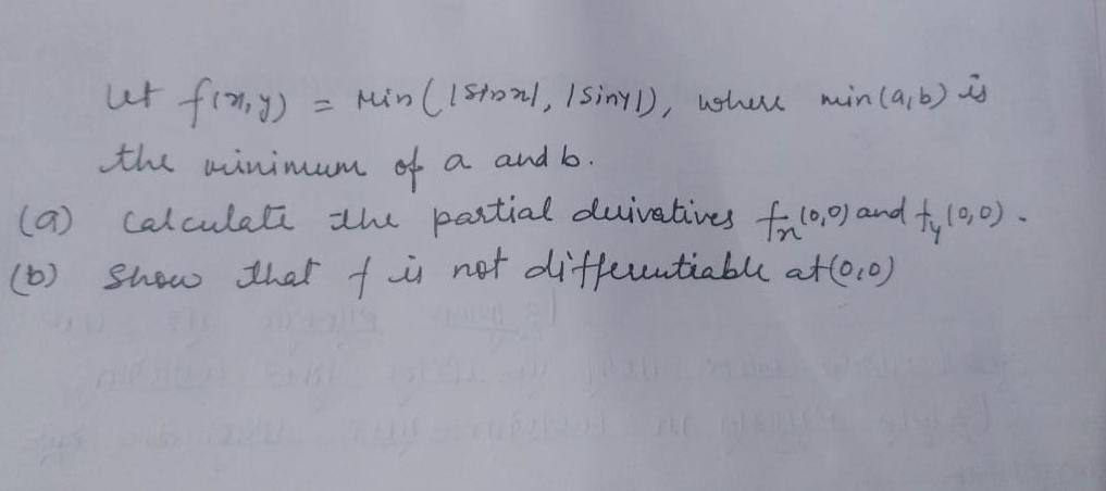 Solved Min (istond, Isinyl), where min (a,b) is ut finy) the | Chegg.com
