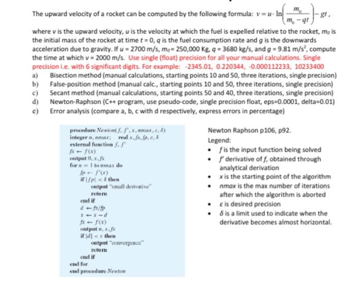 Solved The upward velocity of a rocket can be computed by | Chegg.com