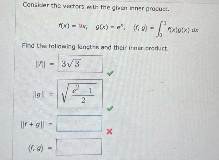 Solved Use the functions f and g in C[−1,1] to find | Chegg.com