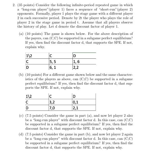 Solved 2. ( 35 points) Consider the following | Chegg.com