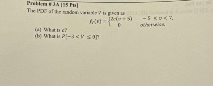 Solved Problem \# 3A [15 Pts] The PDF of the random variable | Chegg.com