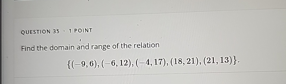 Solved QUESTION 35 - 1 ﻿POINTFind the domain and range of | Chegg.com