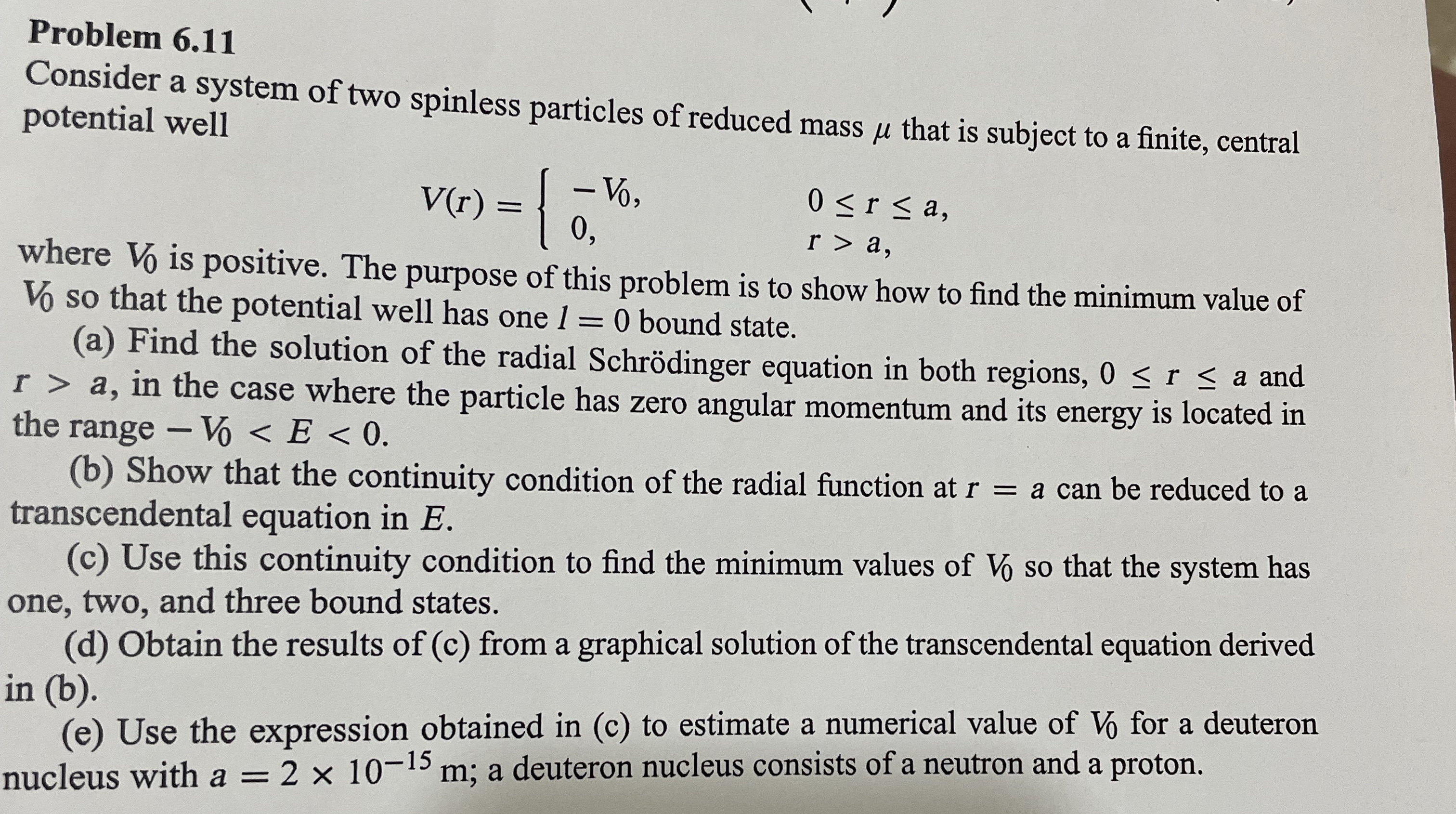 Solved Problem 6.11Consider a system of two spinless | Chegg.com