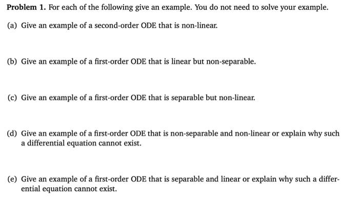 Solved Problem 1. For each of the following give an example. | Chegg.com