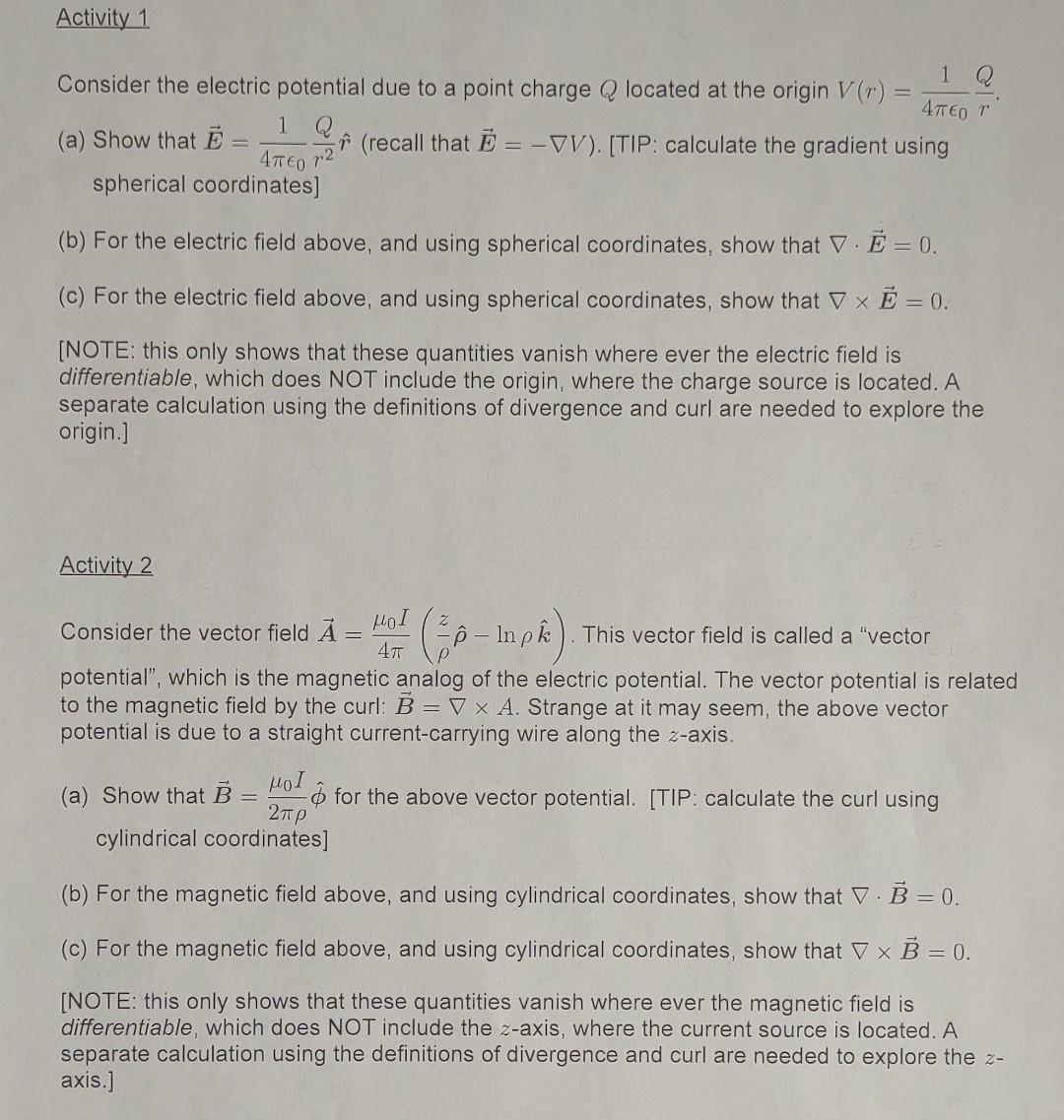 Solved Consider the electric potential due to a point charge | Chegg.com