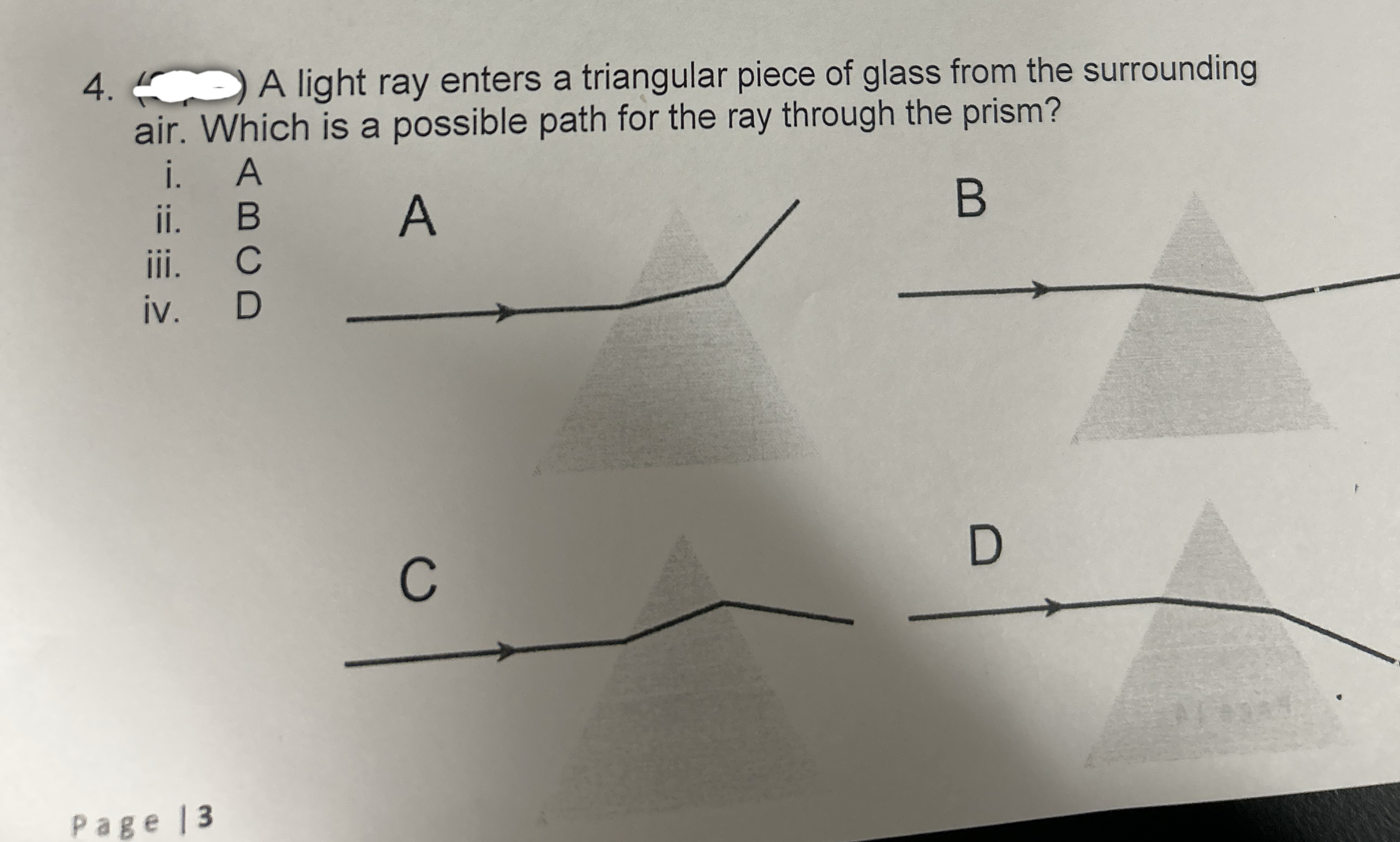 Solved A light ray enters a triangular piece of glass from | Chegg.com
