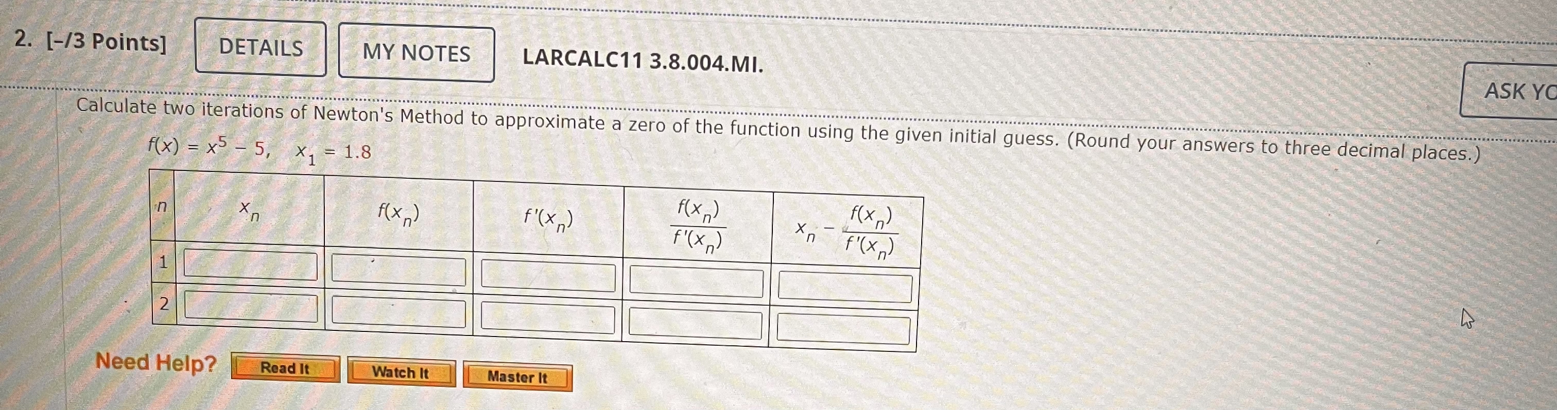 Solved [-/3 ﻿Points]ASK YCCalculate two iterations of | Chegg.com