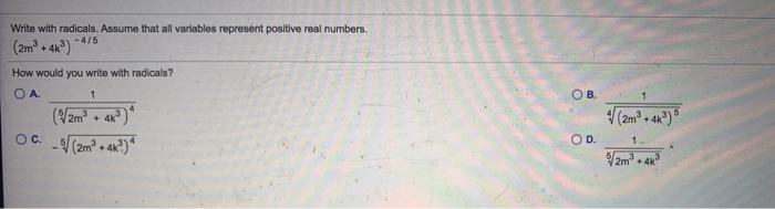 Solved Write with radicals. Assume that all variables | Chegg.com