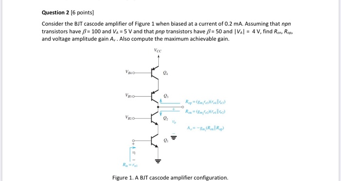 Solved Question 2 (6 points) Consider the BJT cascode | Chegg.com
