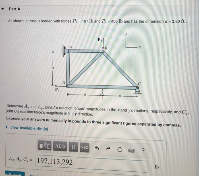 Solved - Part A As shown, a truss is loaded with forces P1 = | Chegg.com