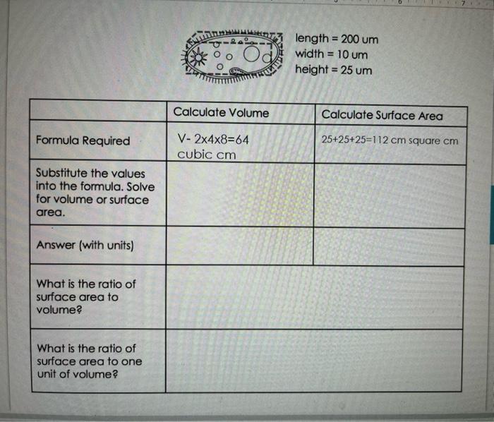 Solved length =200um width =10 um height =25 um | Chegg.com