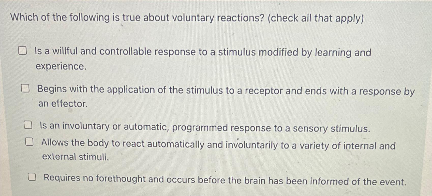 Solved Which of the following is true about voluntary | Chegg.com