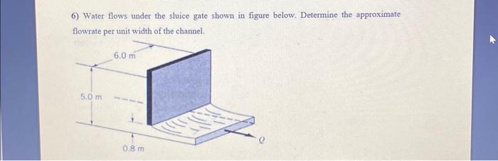 Solved 6) Water flows undet the sluice gate shown in figure | Chegg.com