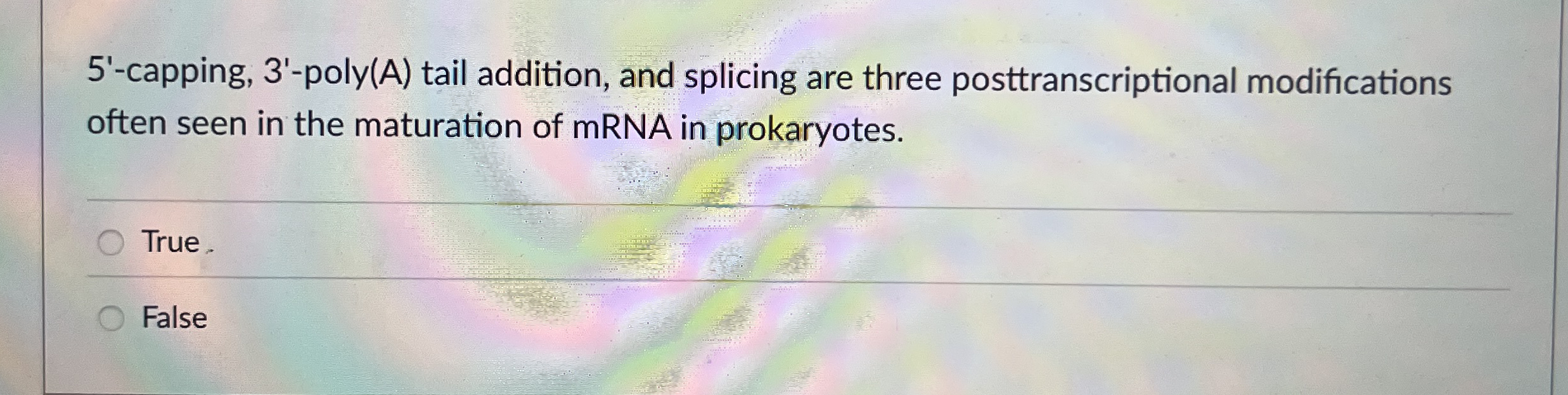 Solved 5'-capping, 3'-poly(A) ﻿tail addition, and splicing | Chegg.com