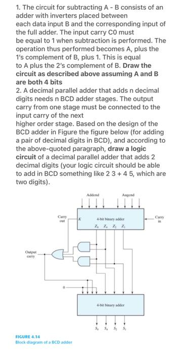 Solved 1. The circuit for subtracting A - B consists of an | Chegg.com