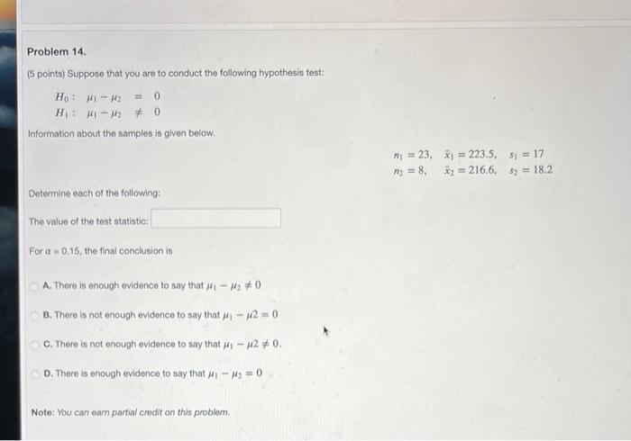 Solved Problem 14. (5 points) Suppose that you are to | Chegg.com