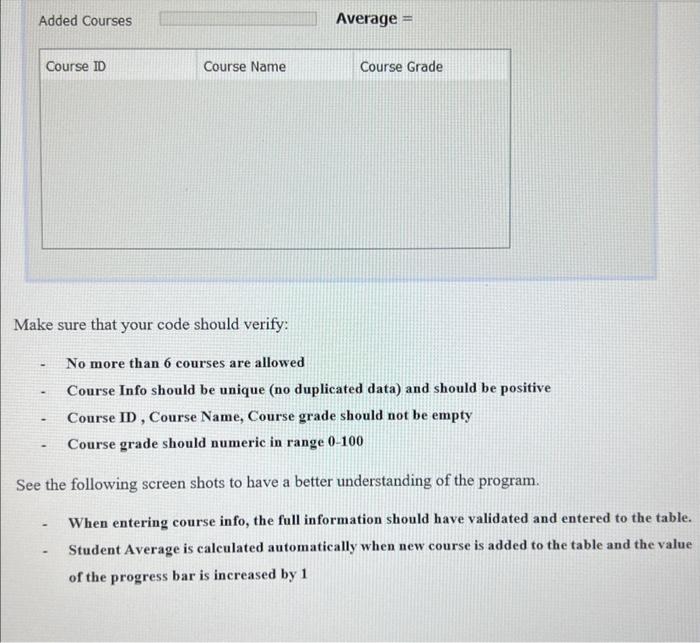 Solved IMPLEMENT THE FOLLOWING PROGRAM: Course ID Course | Chegg.com