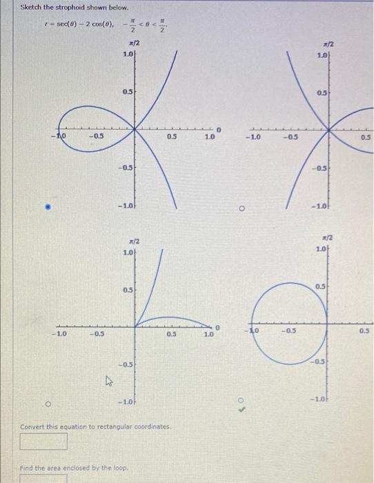 Solved Sketch the strophoid shown below. r = seck) – | Chegg.com