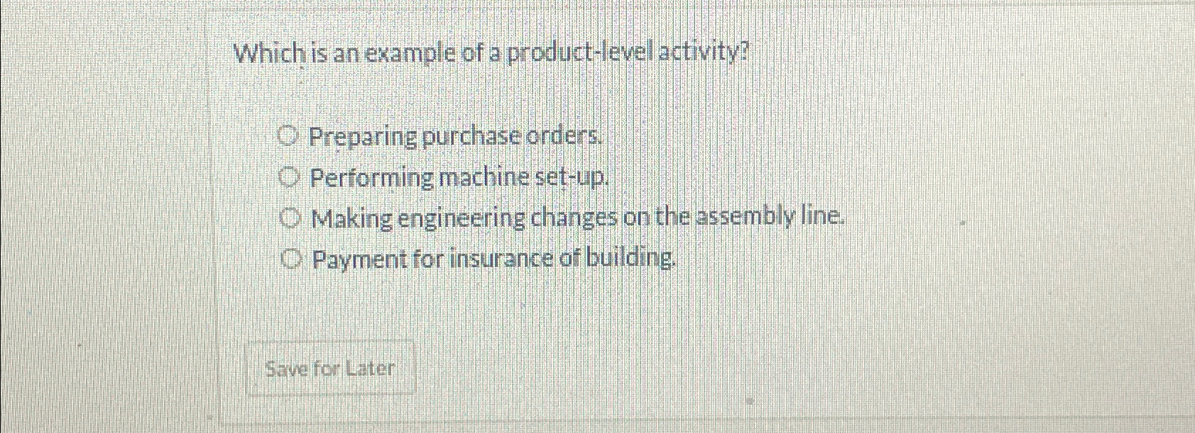 Solved Which is an example of a product-level | Chegg.com