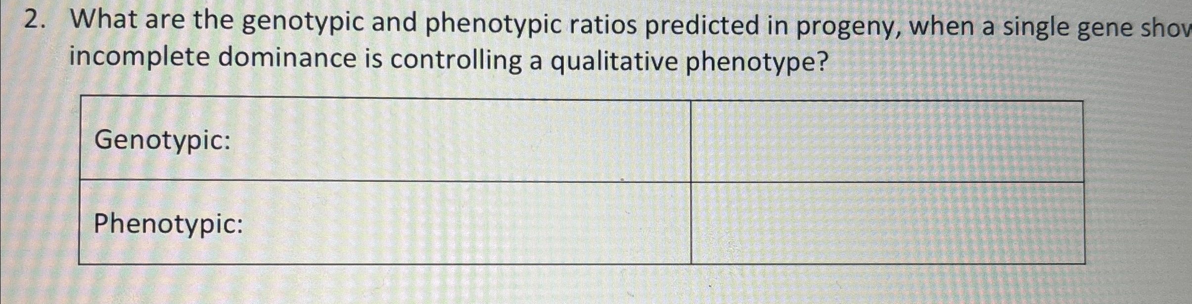Solved What are the genotypic and phenotypic ratios | Chegg.com