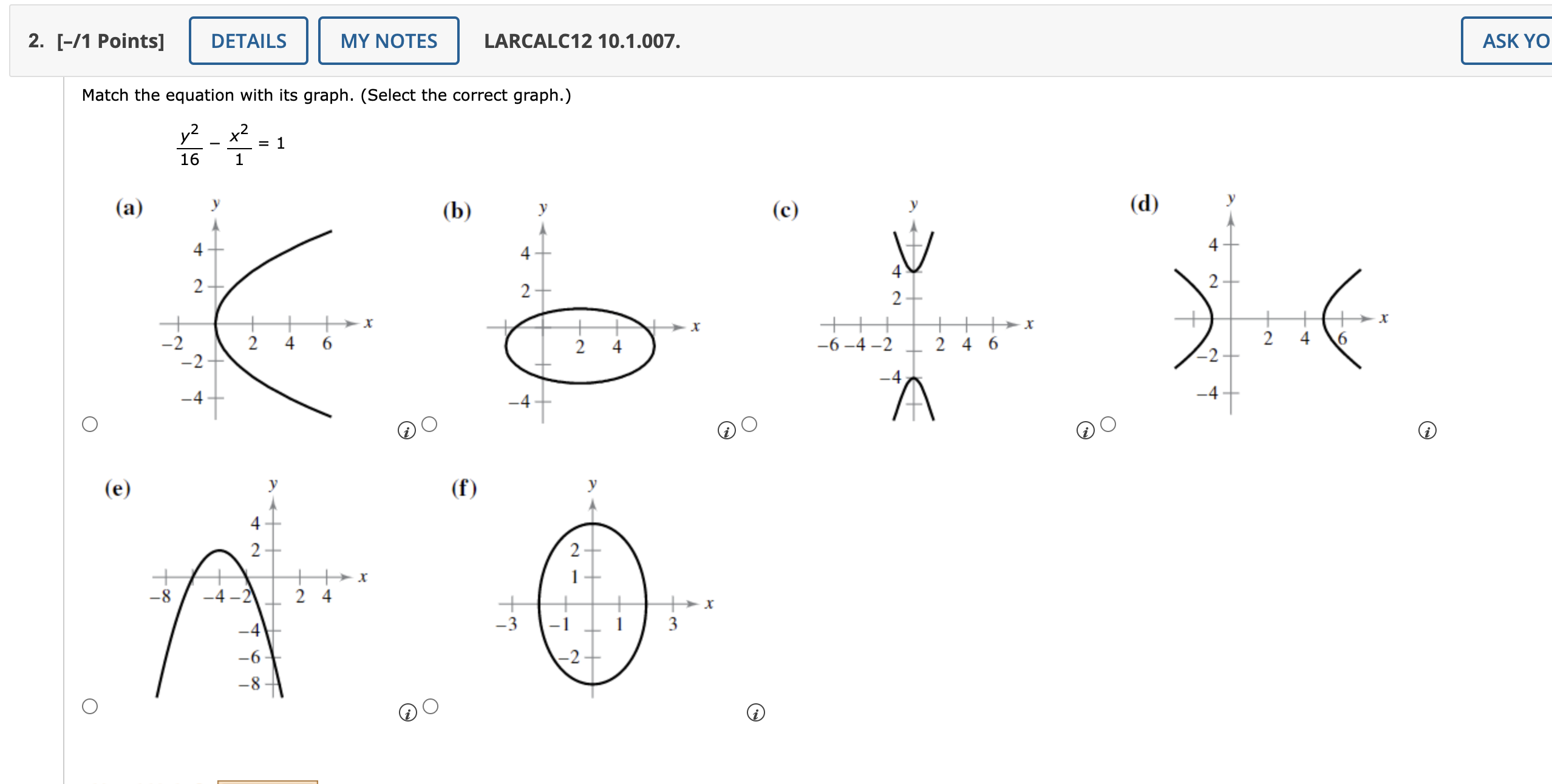 Solved Match the equation with its graph. (Select the | Chegg.com