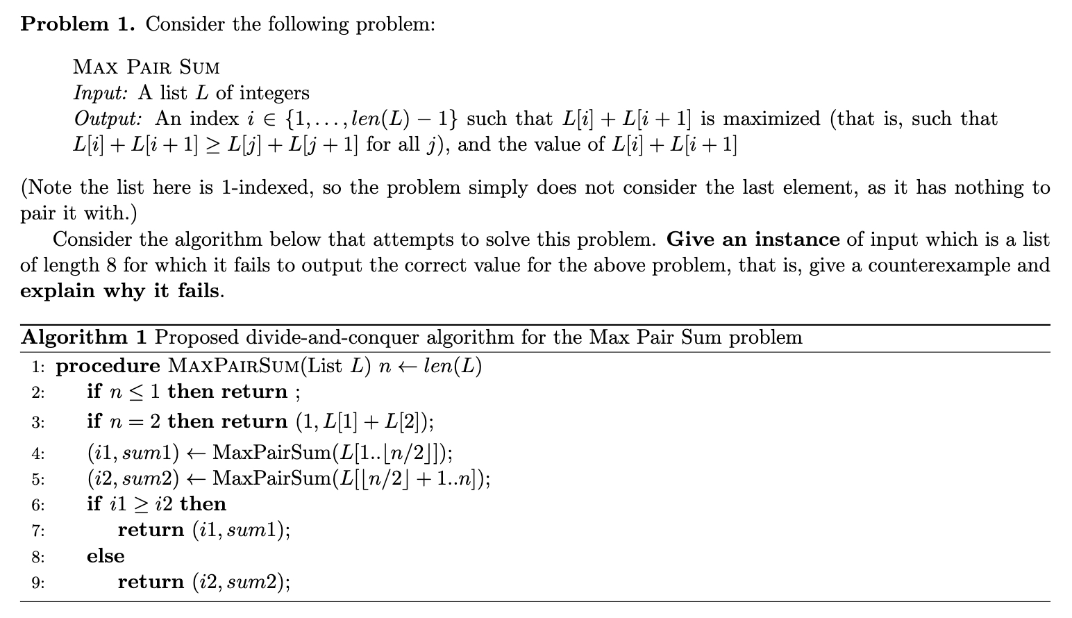 Solved Problem 1. Consider the following problem:MAX PAIR | Chegg.com Solved Problem 1. Consider the following problem:MAX PAIR | Chegg.com